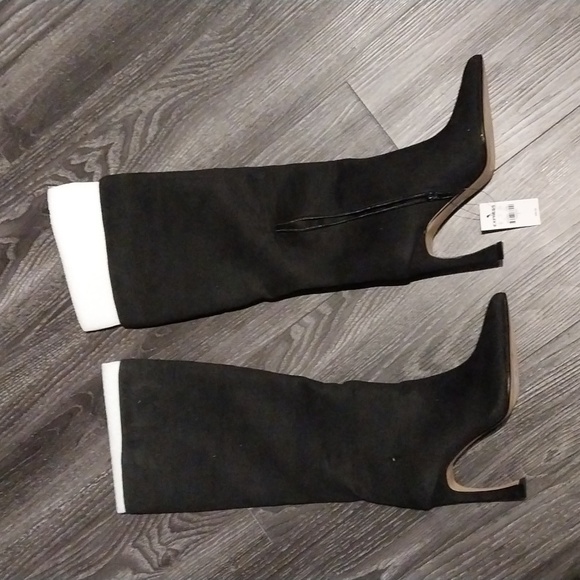 Express | Shoes | Express Faux Suede Black Comma Boots Size 7 | Poshmark